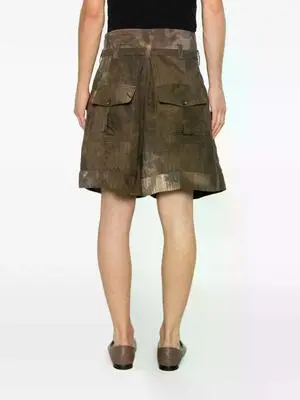 ZIGGY CHEN Belted Abstract-print Shorts