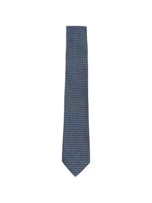 FERRAGAMO Gancini Jacquard Tie - Blue