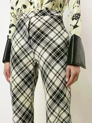 ELLERY Flared Plaid Trousers