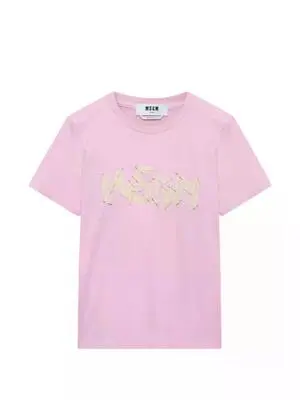 MSGM Beaded Lace-embroidered T-shirt