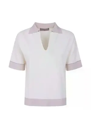 D.exterior Contrast Trim V-neck T-shirt