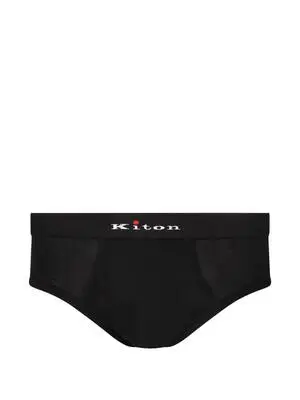 Kiton Logo-waistband Briefs - Black