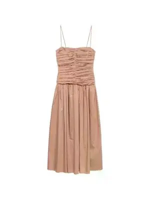 Tove Amina Ruched Bodice Midi Dress - Neutrals
