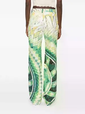 Roberto Cavalli 2000s Mosaic Print Straight Leg Trousers
