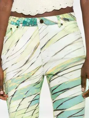 Roberto Cavalli 2000s Mosaic Print Straight Leg Trousers
