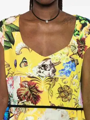 Roberto Cavalli 2000s Floral Print V-neck Top