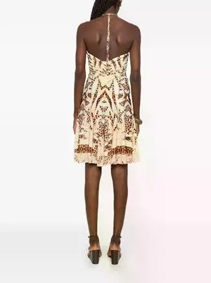 Roberto Cavalli 2000s Leopard-print Halter-neck Mini Dress