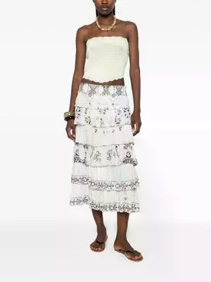 Roberto Cavalli 2000s Tiered Floral-print Cotton Skirt