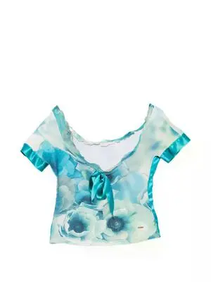 Roberto Cavalli 2000s Floral Print V-neck Blouse - Neutrals