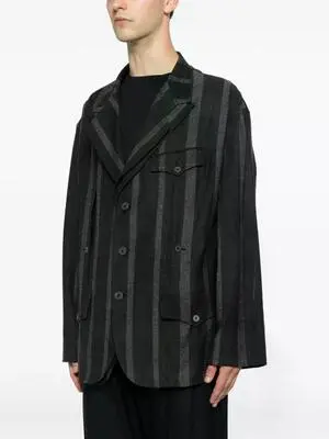 Yohji Yamamoto Stripe-pattern Notched-lapel Blazer
