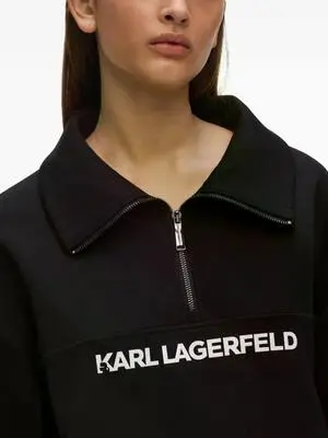 Karl Lagerfeld Logo-print Quarter-zip Sweater