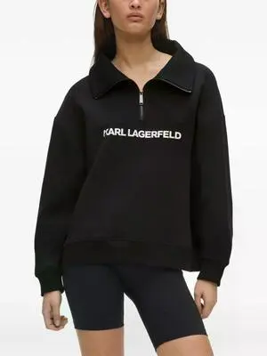 Karl Lagerfeld Logo-print Quarter-zip Sweater