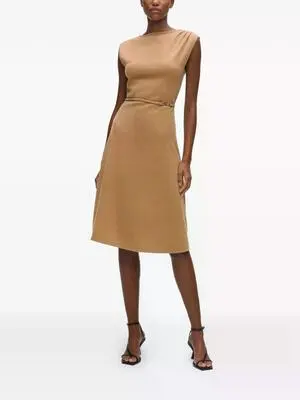 Karl Lagerfeld Belted Pleated-shoulder Midi Dress