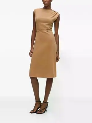 Karl Lagerfeld Belted Pleated-shoulder Midi Dress