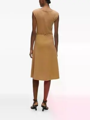 Karl Lagerfeld Belted Pleated-shoulder Midi Dress
