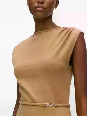 Karl Lagerfeld Belted Pleated-shoulder Midi Dress