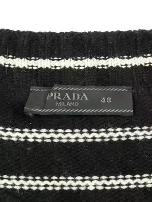 Prada Logo Striped Crew Neck Sweatshirt