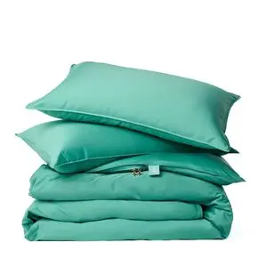 CANADIAN DOWN & FEATHER COMPANY Duvet Cover Set With Three Sided Zipper, Full / Double Turquoise - Blue