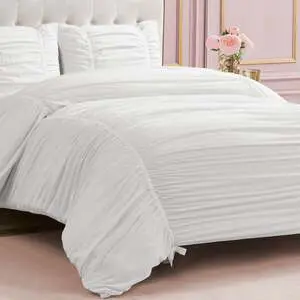 Juicy Couture Ribbon Ruched Comforter Set - White