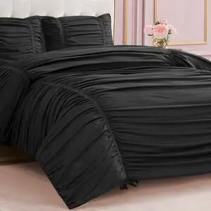 Juicy Couture Ribbon Ruched Comforter Set - Black