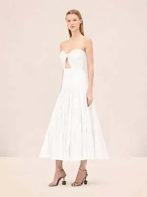 Alexis Olivienne Strapless Tiered Midi Dress - Blanc