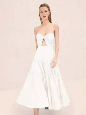 Alexis Olivienne Strapless Tiered Midi Dress - Blanc