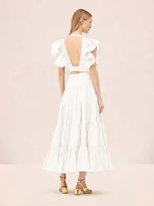 Alexis Ondine Tiered Maxi Skirt - Blanc