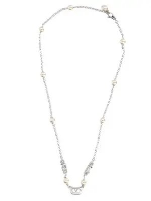VALENTINO Valentino Garavani Ovalette Necklace With Pearls And Crystal Embellishments