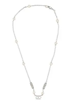Valentino Garavani Ovalette Necklace With Pearls And Crystal Embellishments