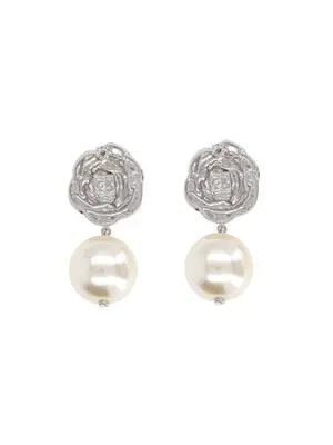 Magda Butrym Rose And Pearl Drop Earrings