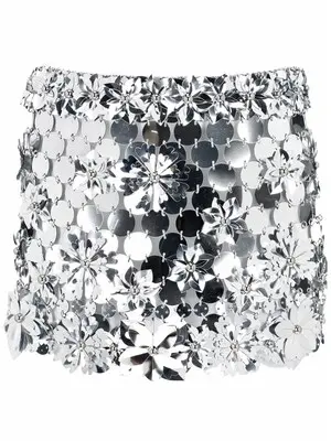 Rabanne Embellished Floral Mini Skirt