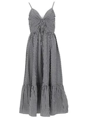 Michael Kors Checked Cotton Midi Dress