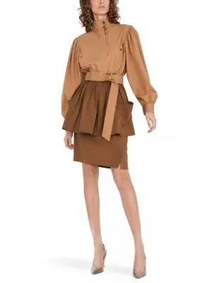 Chloé Cropped Cotton Poplin Gathered Jacket