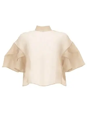 Max Mara Silk Organza Cape - Beige