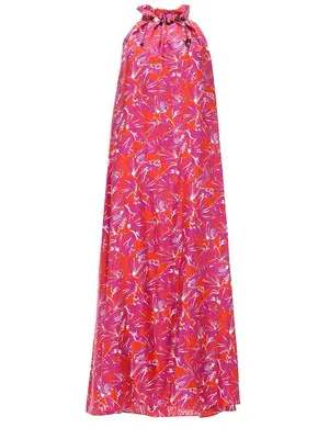Max Mara Printed Silk Twill Maxi Dress - Fuchsia