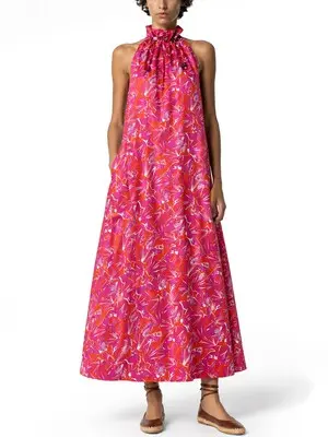 Max Mara Printed Silk Twill Maxi Dress - Fuchsia