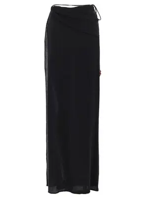 Magda Butrym Beaded Draped Wrap Maxi Skirt