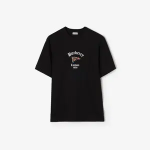 Burberry Check Flag Cotton T-shirt - Black