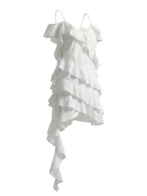 LES FILLES D'EVA Ruffled Asymmetrical Dress - White