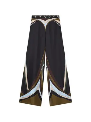 Emilio Pucci Printed Silk Twill Flared Trousers - Green