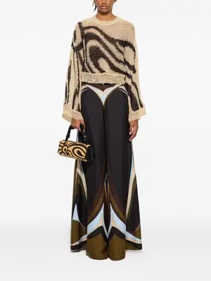 Emilio Pucci Printed Silk Twill Flared Trousers - Green