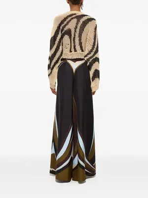 Emilio Pucci Printed Silk Twill Flared Trousers - Green