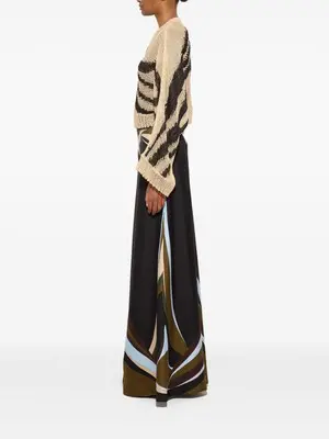 Emilio Pucci Printed Silk Twill Flared Trousers - Green