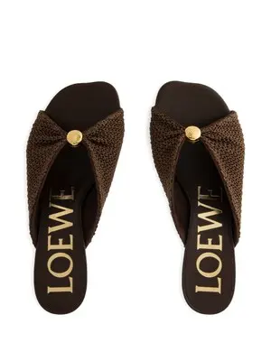 Loewe Pebble Raffia Mules