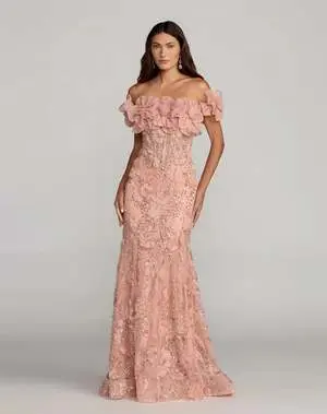 MAC DUGGAL COLLECTION Embellished Off-the-shoulder Mermaid Gown
