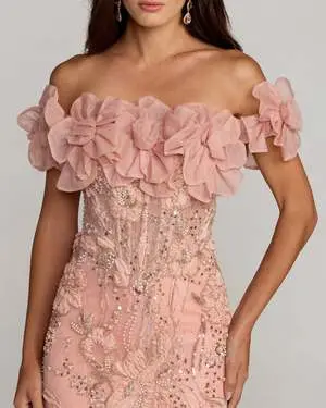 MAC DUGGAL COLLECTION Embellished Off-the-shoulder Mermaid Gown