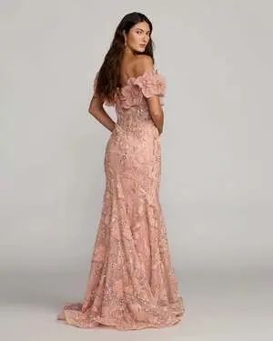 MAC DUGGAL COLLECTION Embellished Off-the-shoulder Mermaid Gown
