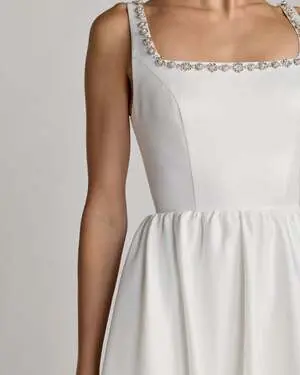 Mac Duggal Embellished Square Neck A-line Midi Dress