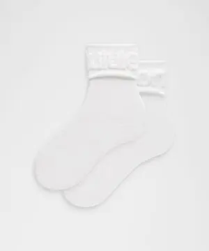 Lululemon Unisex Fold-over Terry Quarter Socks White