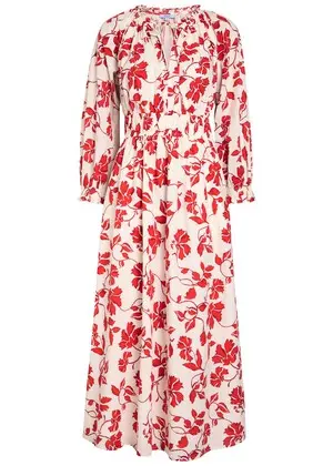 Rails Matia Floral-print Cotton Midi Dress - Red